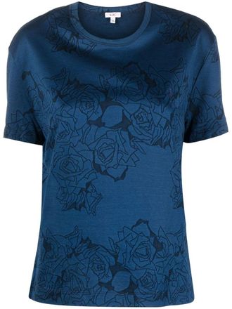 Versace t-shirt en coton à fleurs (années 2000) - Bleu