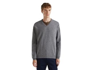 Benetton Pull &agrave; col en V M/L 1002u4407 Sweater, Gris fonc&eacute; 507, XL Homme