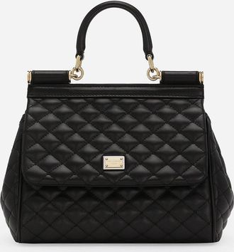 Dolce & Gabbana Henkeltasche Sicily Mittelgro&szlig; - Frau Handtaschen Schwarz Leder Onesize