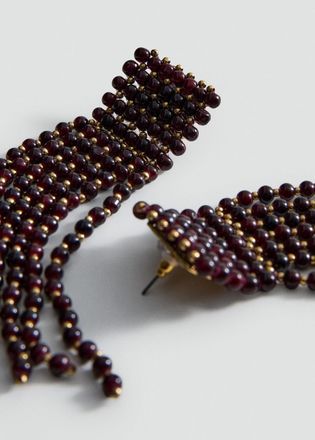 Mango Boucles doreilles avec un pendentif en cristaux bordeaux - Femme - Taille unique - MANGO