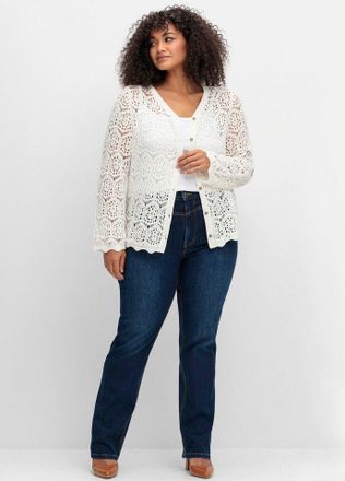 Sheego Strickjacke Strickjacke Langarm aus transparenter H&auml;kelspitze