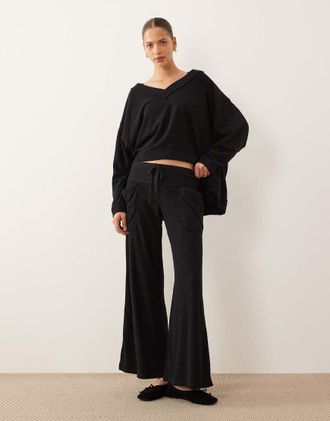 Free People Staycation - Pantalon densemble confort ample - Noir