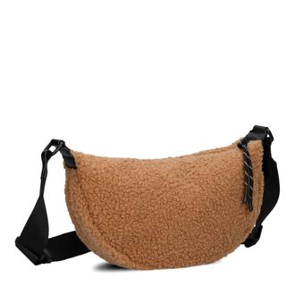 zwei Damen Handtasche Teddy TED50 Moon-Bag 3 Liter Kuschelige Trend-Tasche aus Teddy-Kunstfell in Halbmond-Form vielseitig als Crossbody-Bag Schultertasche