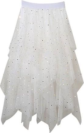 Generic Jupe Taille Haute Courte Jupe Longues Portefeuille Poule Satinée Broderie and Vert La Charleston Medievale Cérémonie Legere Top Mollet Rayée Zèbre Dro