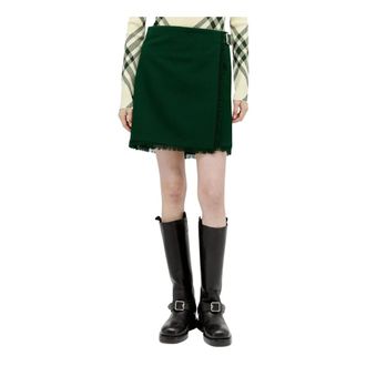 Burberry Texturierter Wollkilt mit Fransenbesatz - - Skirts - Damen - Gr&uuml;n - 2XS