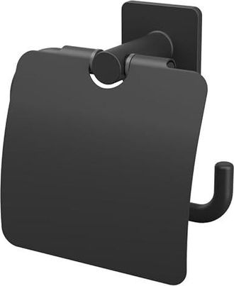 Lenz Papierhalter KOVA in Schwarz-matt - Mit Deckel - Wandmontage - Zum Bohren oder Kleben - Hochwertige Verarbeitung mit Anti-Fingerabdruck Oberfl&auml;che - 4