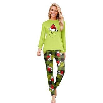 Generic Le Grinch Pyjama Noel Famille De Grinch Adulte Enfant Ensemble Bebe Assorti Couple Deguisement Hiver Femme Chaud Et Doux Garcon Costume Noël Vetement 