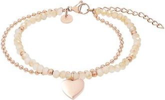 Tom Tailor Tom Tailor 2100642 Bracelet pour femme en acier inoxydable avec verre Rose 16 + 4 cm Coeur Idée cadeau Livré dans une boîte cadeau