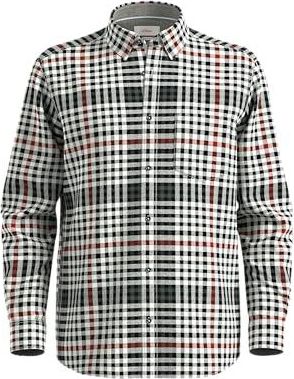 s.Oliver Classique Chemise à Carreaux, Coupe régulière, Blanc, 3XL Homme