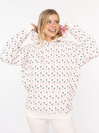 Zwillingsherz Hoodie Anker AOP allover Ankerprint, Kapuze mit Kordelzug, K&auml;ngurutasche