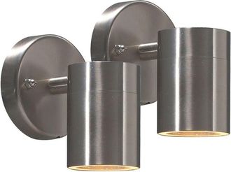 Konstsmide 2er-Set Edelstahl Wandleuchte modena Down-Light, GU10, Höhe 9 cm, IP44