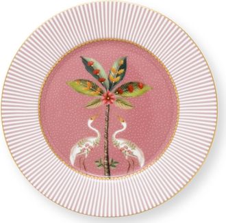 Pip Studio 51001280 La Majorelle Brotteller pink mit Palme 17 cm (1 Stück)