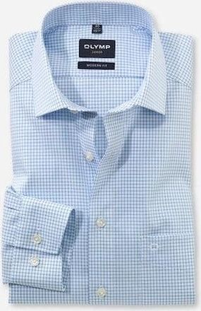 Olymp Langarmhemd OLYMP Luxor modern fit, Herren, Gr. 37, N-Gr, blau (bleu), Obermaterial: 100% Baumwolle, kariert, Hemden