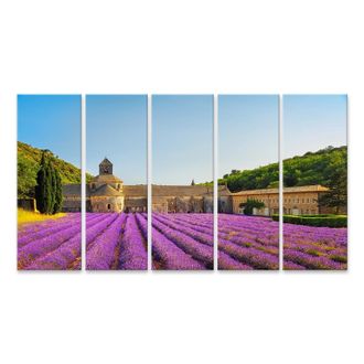 Islandburner Bild auf Leinwand Abtei Von Senanque Bl&uuml;hende Reihen Lavendel Blumen Sonnenuntergang Gordes Lubero Bilder Wandbilder Poster