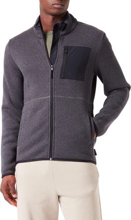 Champion Herren Polar Full Zip Kapuzenpullover, Schwarz Melange, L