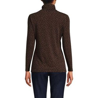 Lands End Rollkragenshirt aus Baumwoll/Modalmix, Damen, Gr&ouml;&szlig;e:40-42 petite, Braun, Baumwolle/Elasthan/Baumwolle Modal, by Lands End