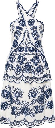 Farm Rio Ärmelloses Kleid mit Lochstickerei - Weiß