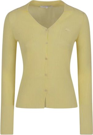 Maison Kitsun&eacute; Femme, Pulls, Jaune, Taille: 44 FR Baby Fox Fine Rib Cardigan