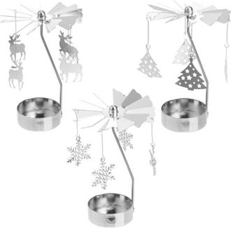 Beaupretty Lot de 3 bougeoirs rotatifs en m&eacute;tal - Flocon de Neige - Sapin de No&euml;l - Rennes - Araign&eacute;es - Bougies Chauffe-Plat - Bougeoirs de No&euml;l - pour de Maria