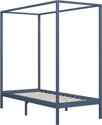 vidaXL Vidaxl - Cadre de lit à baldaquin Gris Bois de pin massif 90 x 200 cm