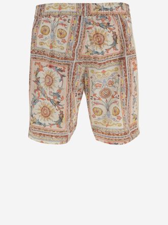 Just Cavalli Mens Nylon Shorts With Ornamental Print Polyamide