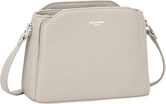 David Jones Sac bandouli&egrave;re Femme - Pochette port&eacute; &eacute;paules - Sacoche Similicuir - Taille Moyenne - Ville Travail Voyage Chic Classique (GREY)