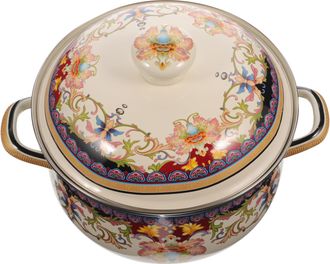 Cabilock Vintage Emaille Suppentopf Mit Deckel Doppelgriff Für Induktionsherde Gasherde Und Elektroherde Energiesparend Gleichmäßige Wärmeverteilung Dekorative