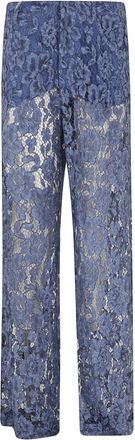 Federica Tosi Femme, Pantalons, Bleu, Taille: 38 FR Pantalon 5 Poches en Dentelle