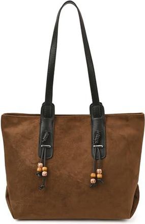 Generic Kexpery Sac &agrave; Main Vintage en Daim Faux Grande Capacit&eacute; Style R&eacute;tro Sac Sous le Bras pour Femmes Voyage Travail