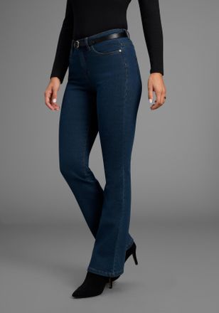 Arizona Bootcut-Jeans ARIZONA Comfort-Fit, Damen, Gr. 36, N-Gr, blau (dunkelblau), Denim/Jeans, Obermaterial: 98% Baumwolle, 2% Elasthan, Basic, bequem lang, 