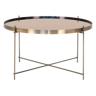 M&S Collection M&s - Table basse ronde 70x40 cm en verre et acier dor&eacute;