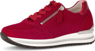 Gabor Damen Low-Top Sneaker, Frauen Halbschuhe,Komfortable Mehrweite (H),Freizeitschuhe,Turnschuhe,Laufschuhe,Rubin/Rosso(perf.),35.5 EU / 3 UK