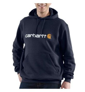 Carhartt Work in Progress Loose Fit Midweight Logo Graphic Sweatshirt Sweat-Shirt &agrave; Capuche, Bleu, S Homme