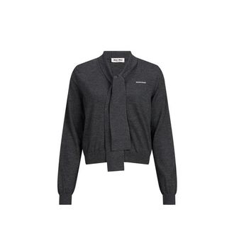 Miu Miu Pull droit en laine m&eacute;lang&eacute;e