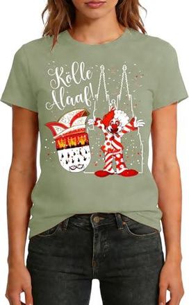 Generico T-shirt &agrave; manches courtes pour femme de Cologne de la cath&eacute;drale de Cologne Rouge et blanc avec col rond | Enterrement de vie de gar&ccedil;on, vert, XXL
