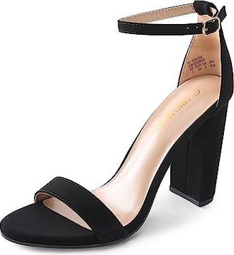 Dream Pairs Sandales &agrave; talons hauts Hi-Chunk pour femme, Nubuck noir, 6