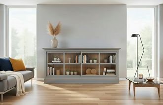 Maison Belfort home24 Sideboard I 191 x 84 x 49cm Grau/Granit/Pinie Honig