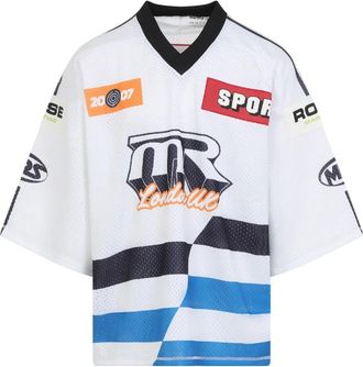 Martine Rose Homme, Tops, Blanc, Taille: XL T-shirt Hockey Oversize