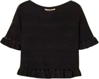 Twinset Femme, Blouses et Chemises, Noir, Taille: 42 FR Chemisier &agrave; volants