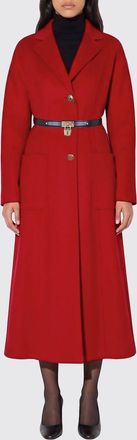 Elisabetta Franchi Langer einreihiger Mantel aus reiner Wolle von mit Tailleng&uuml;rtel