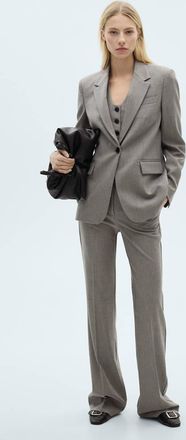 Mango Blazer droit avec poches &agrave; rabat gris - Femme - XXL - MANGO