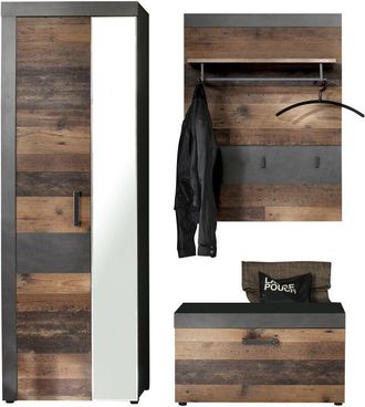 ebuy24 Ebuy24 - Irwin Garderobenaufstellung b, grau Matera Dekor, Old Wood Dekor