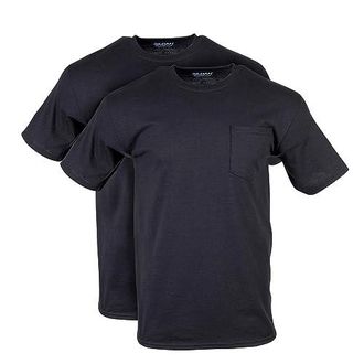 Gildan Lot de 2 t-Shirts de Travail DryBlend pour Adultes avec Poche, Noir, XX-Large