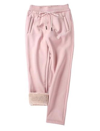 Generic Pantalon de jogging confortable en polaire doubl&eacute; Sherpa pour femme - Chaud - Avec poches - Pantalon de d&eacute;tente athl&eacute;tique pour temps froid, rose, XXL