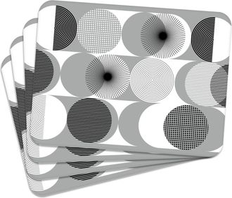 MG Design Set aus 4 Kork-Platzsets - Geometric Circles - 30 x 40 cm - hitzebest&auml;ndig & abwischbar, mit Korkr&uuml;ckseite