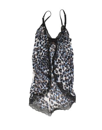 Roberto Cavalli Womens Multicolor Leopard Babydoll Chemise Underwear Silk Clothing