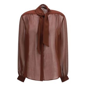 Lardini Creponne Bluse - - Blouses & Shirts - Damen - Braun - XS