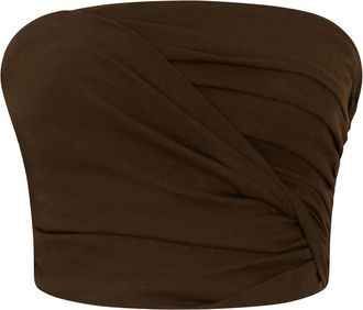 Ganni Femme, Tops, Brun, Taille: 40 FR Crop Top Sans Manches