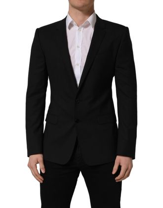 Dolce & Gabbana Mens Black Wool Single Breasted Blazer Jacket Virgin Elastane Clothing