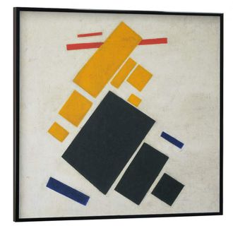 artboxONE Poster mit schwarzem Rahmen 40x40 cm Abstrakt Fliegendes Flugzeug - Bild kasimir malewitsch abstrakt bunt